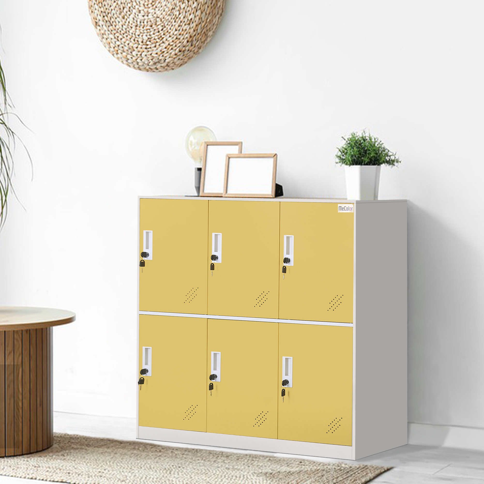 MINNO 6 Door Yellow Metal School Locker with Key | Wayfair.co.uk