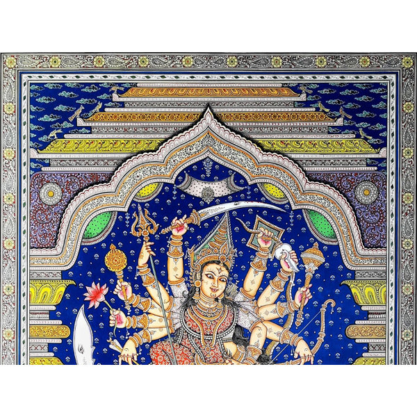 Exotic India Traditional Colors Goddess Durga Killing Mahishasura | By ...