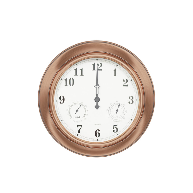 Pure Garden Indoor Outdoor Clock Thermometer Combo - 18-Inch Waterproof ...