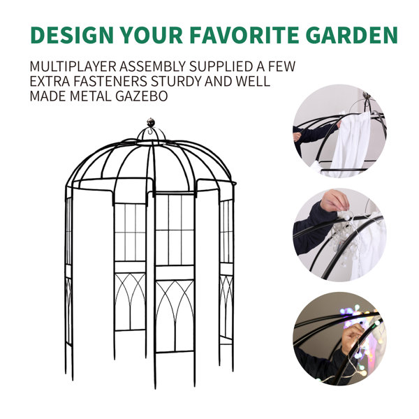 Scendor 9ft High X 6.8ft Wide Garden Arch Arbor French Style Birdcage ...