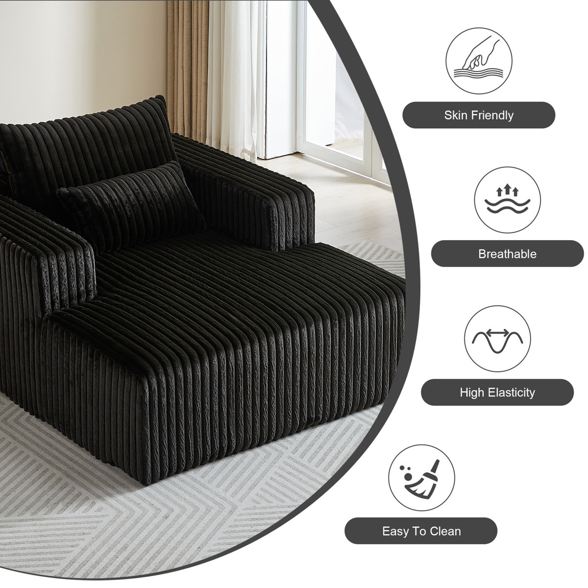 Latitude Run® Oversized Upholstered Chaise Lounge Indoor, No Assembly ...