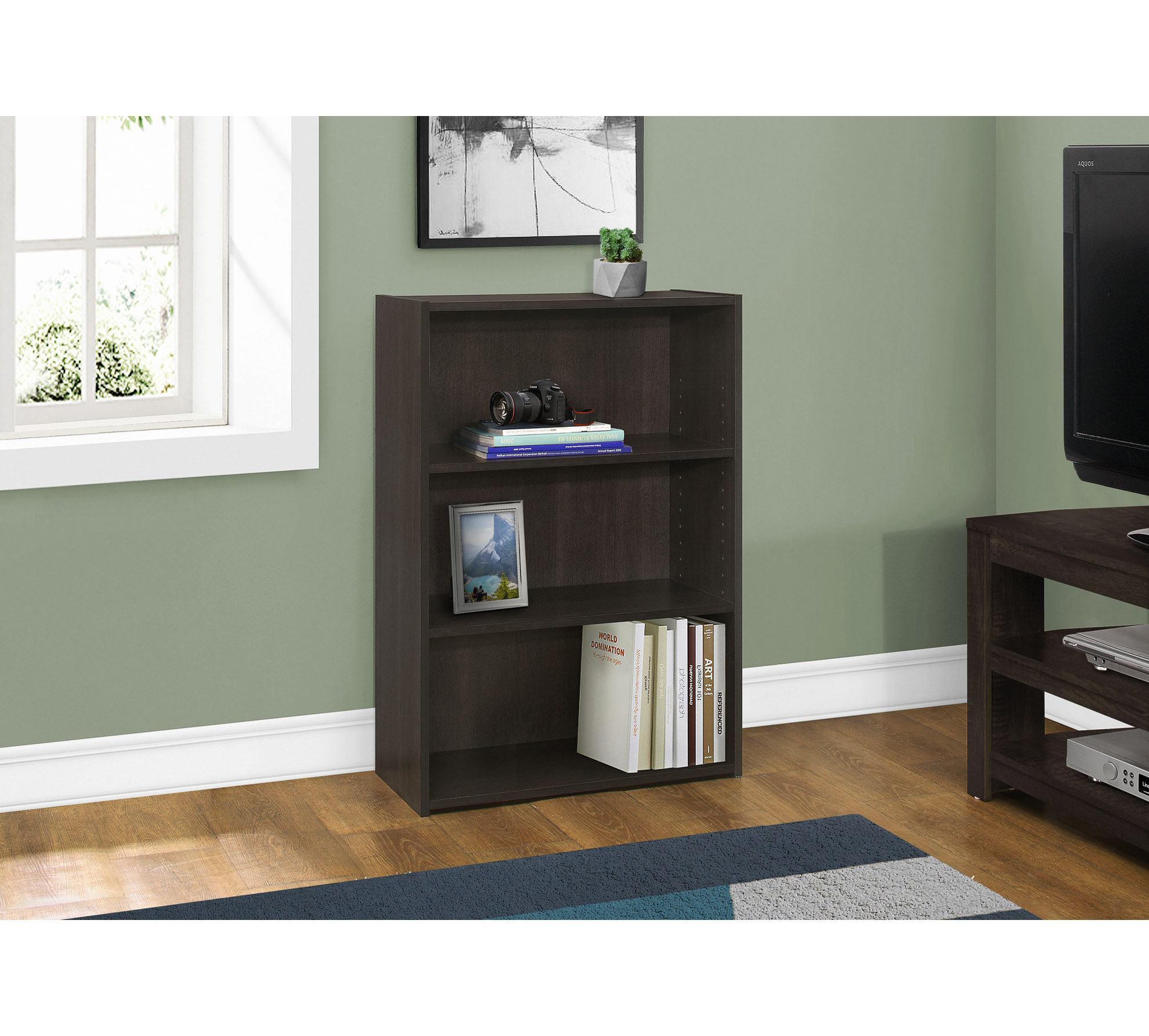 weixunguang Space-Saving Bookshelf With 2 Adjustable Shelves ...