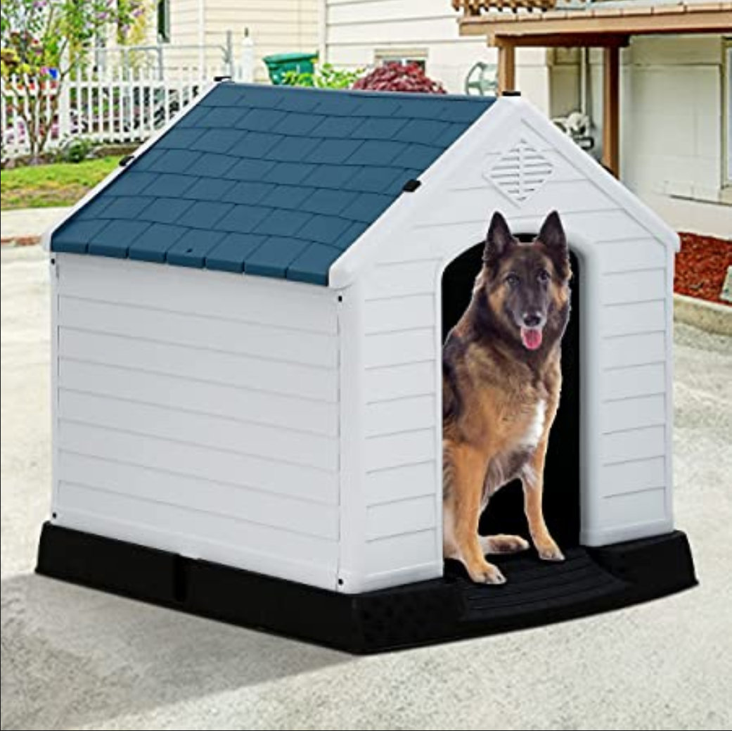 Tucker Murphy Pet™ Niche pour chien isolée en bois bleu / blanc ...