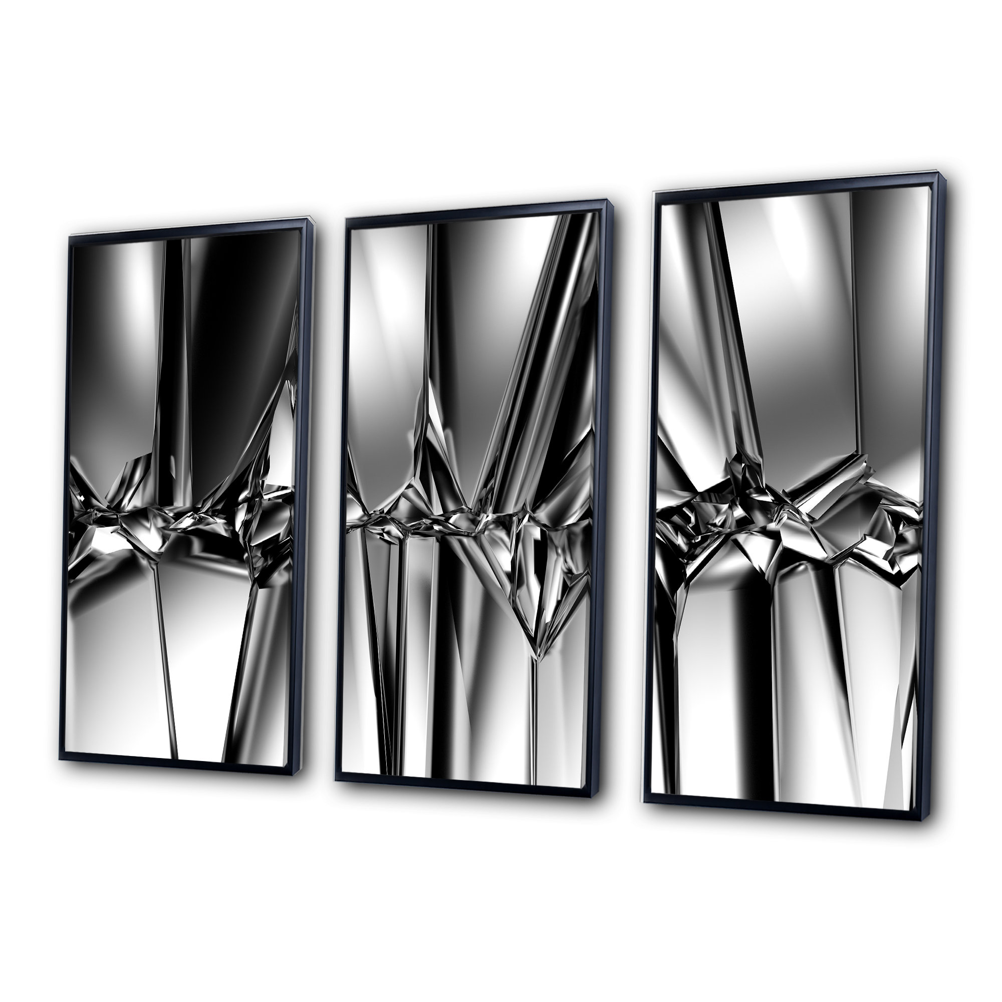 Wrought Studio™ Black White Crystal Background - Abstract Framed Canvas ...