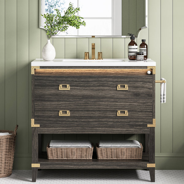 Breakwater Bay Wooden Bathroom Vanity With & Ceramic Sink Motion Sensor ...