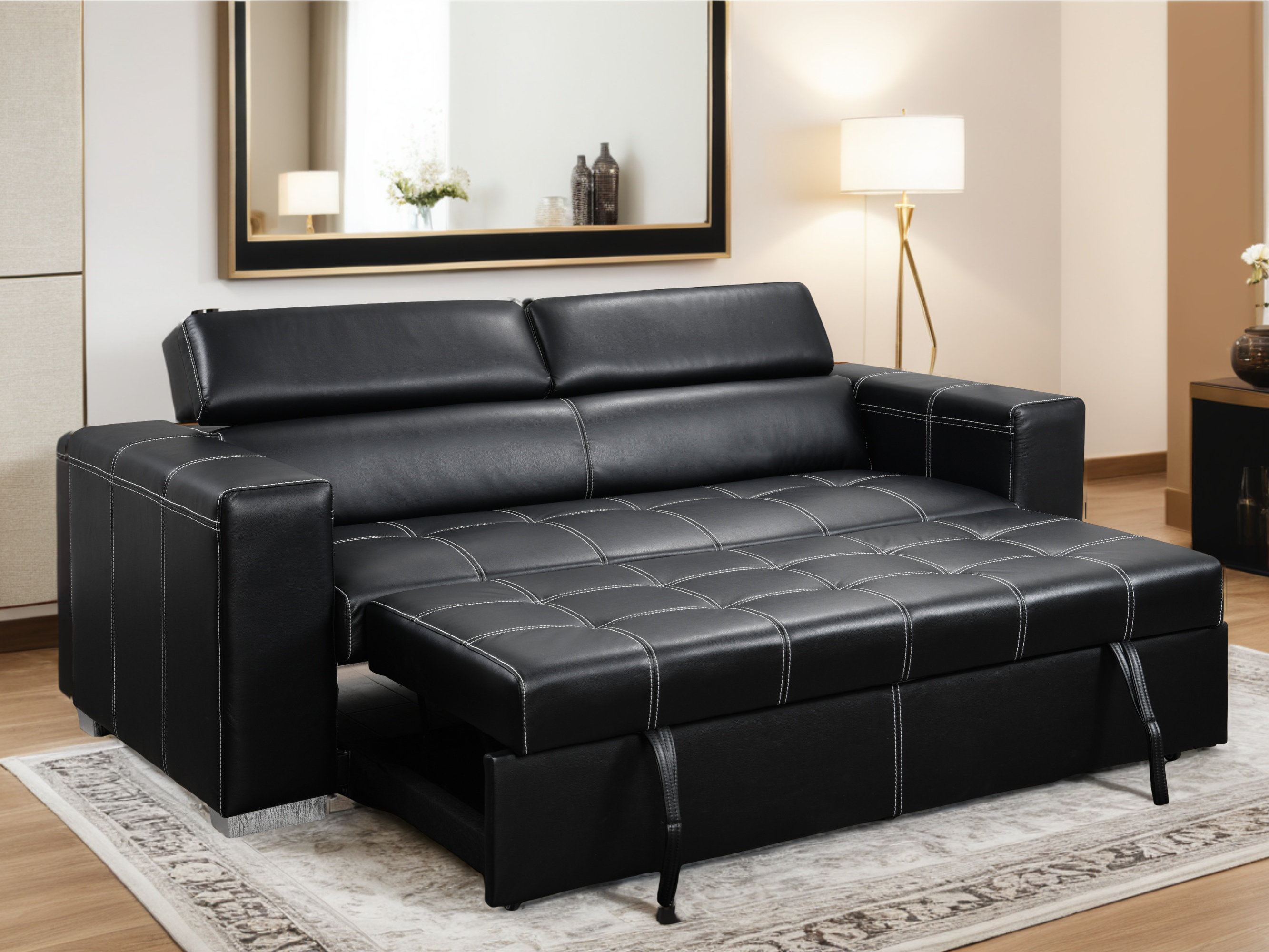 Latitude Run® 88" Wide Square Arm Sleeper Sofa Convertible Sleeper Sofa ...