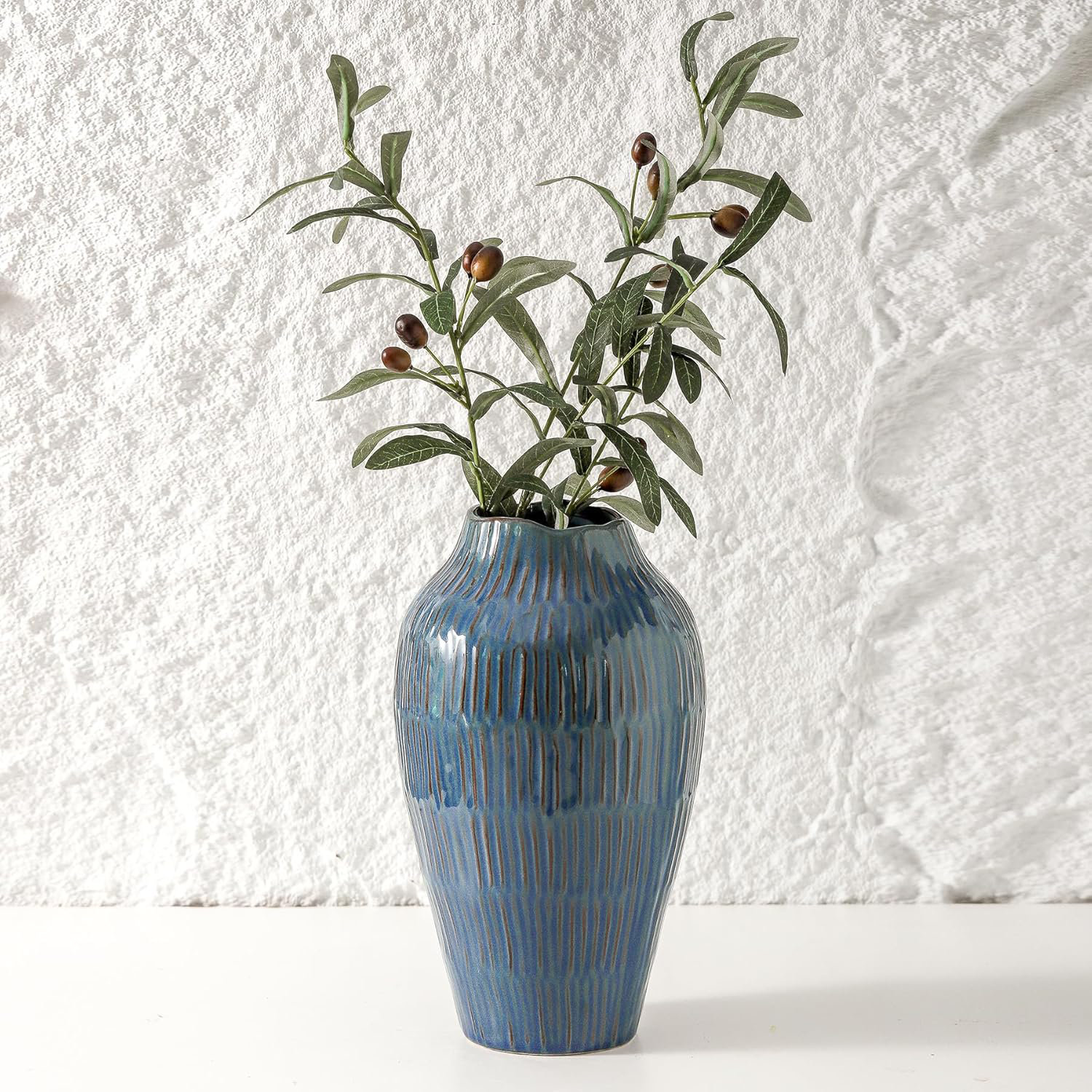 Dakota Fields Modern Ceramic Vase For Home Decor - Handcrafted Blue ...