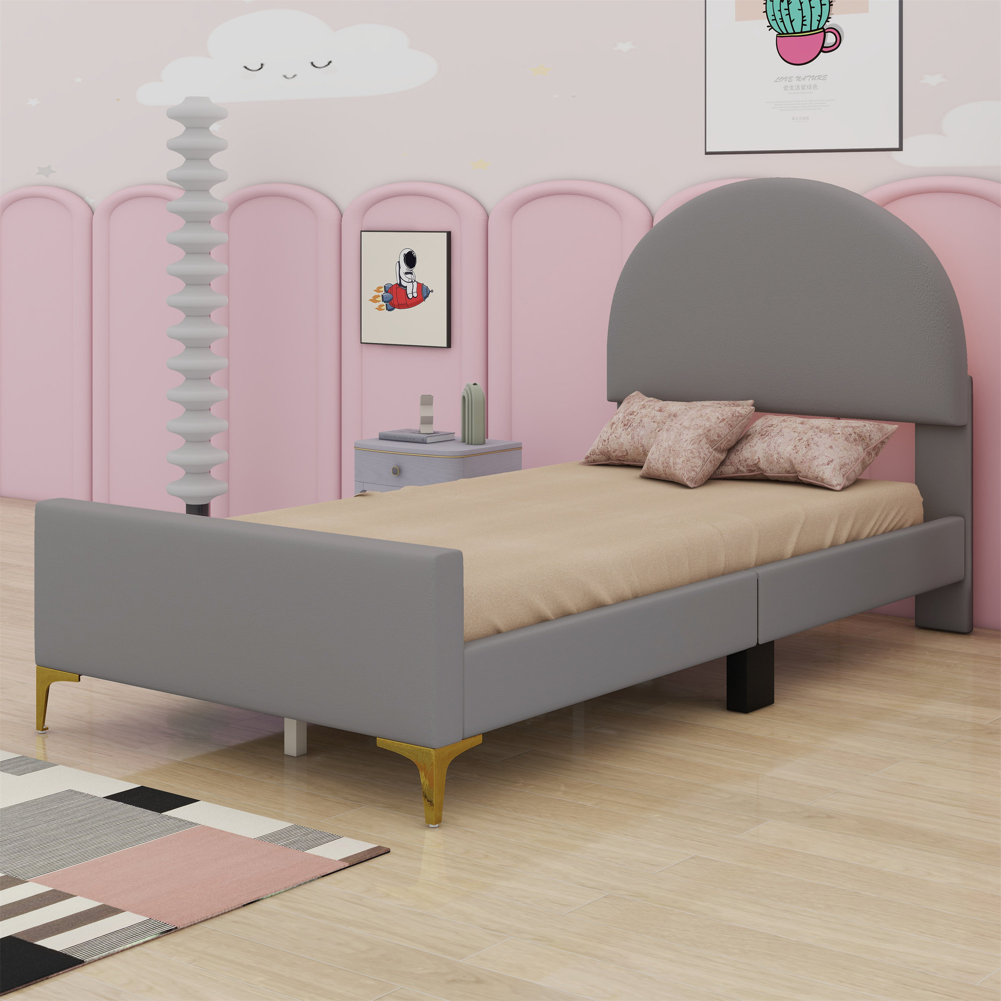 Mercer41 Upholstered Platform Bed With Classic Semi-Circle Shaped ...