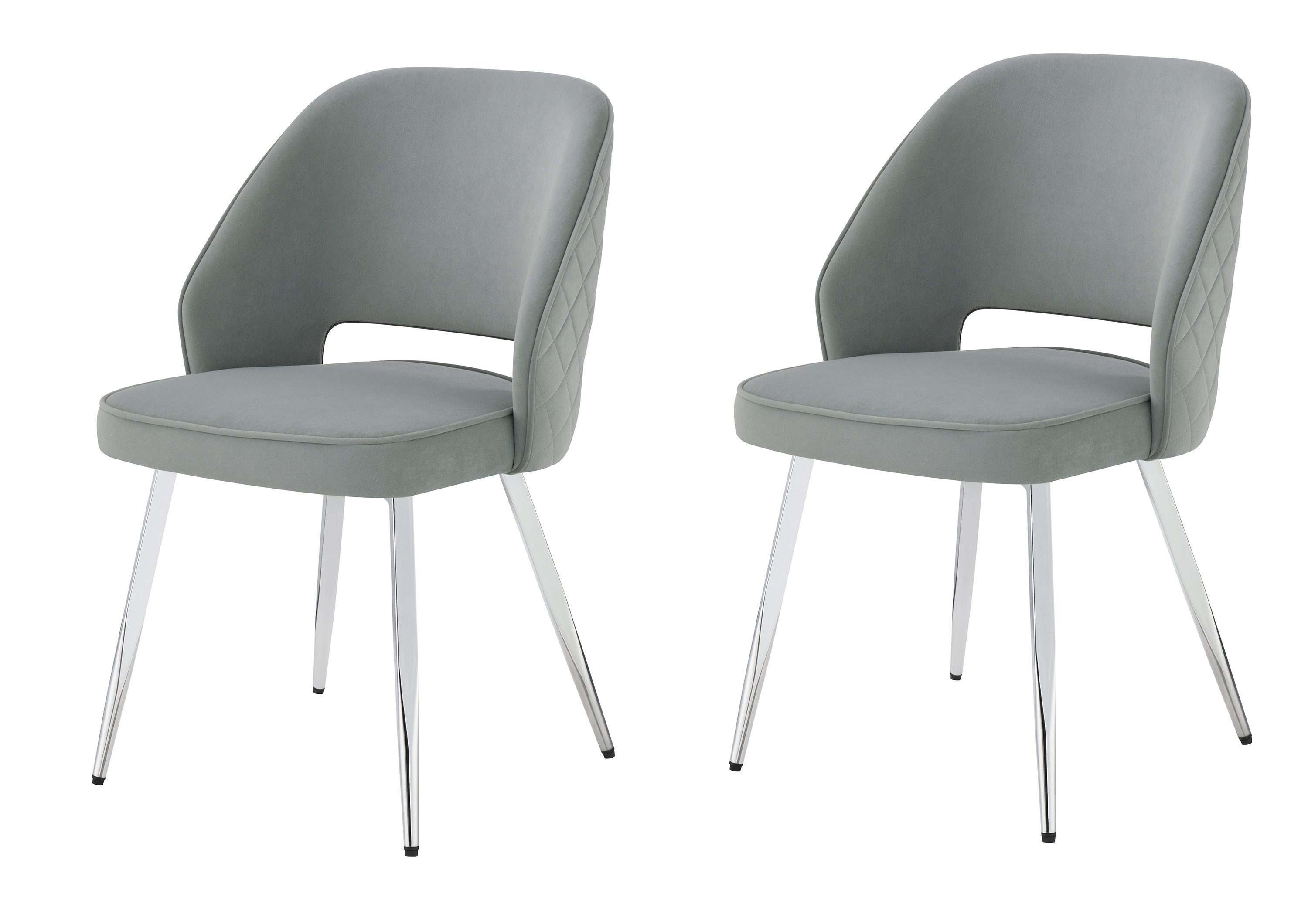 Wrought Studio™ Remy Grey and Chrome Upholstered Dining Chairs | Wayfair