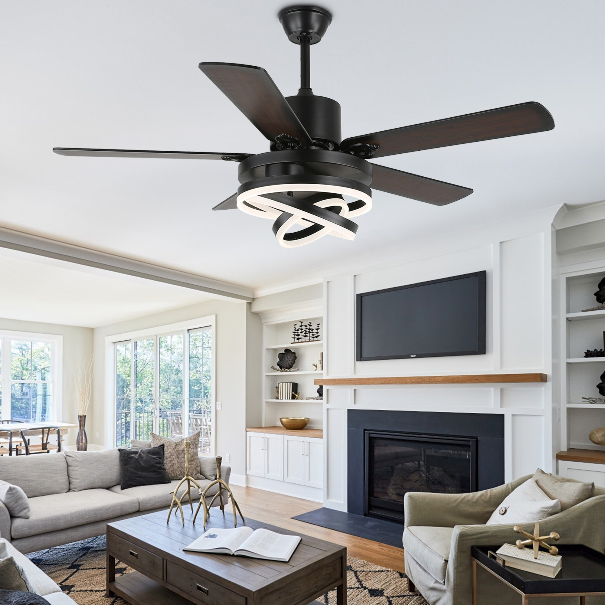 Ivy Bronx Halas 52'' Chandelier Fan Modern DIY Shade Ceiling Fan with ...
