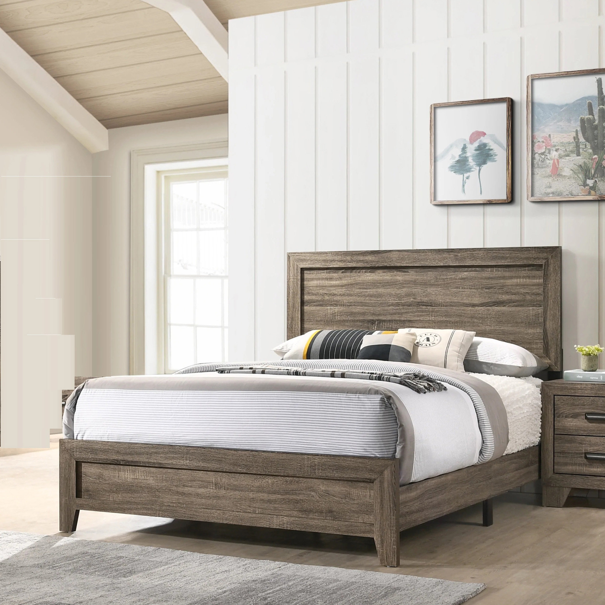 Latitude Run® Fabric 1pc Panel Bed Beautiful Wooden Bedroom Furniture ...