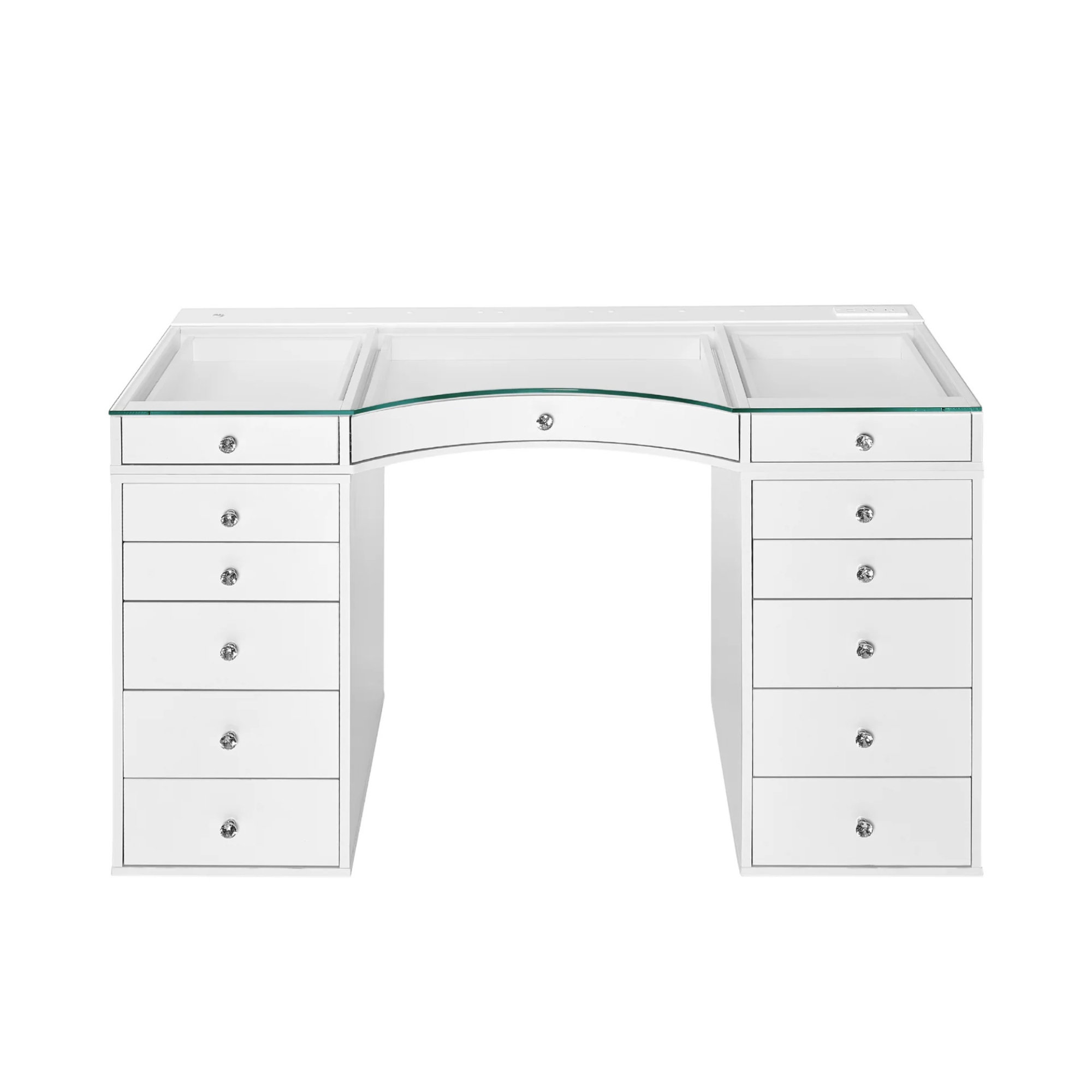 Orren Ellis Slaystation Concave Plus 2.0 Vanity Table With LED Light ...