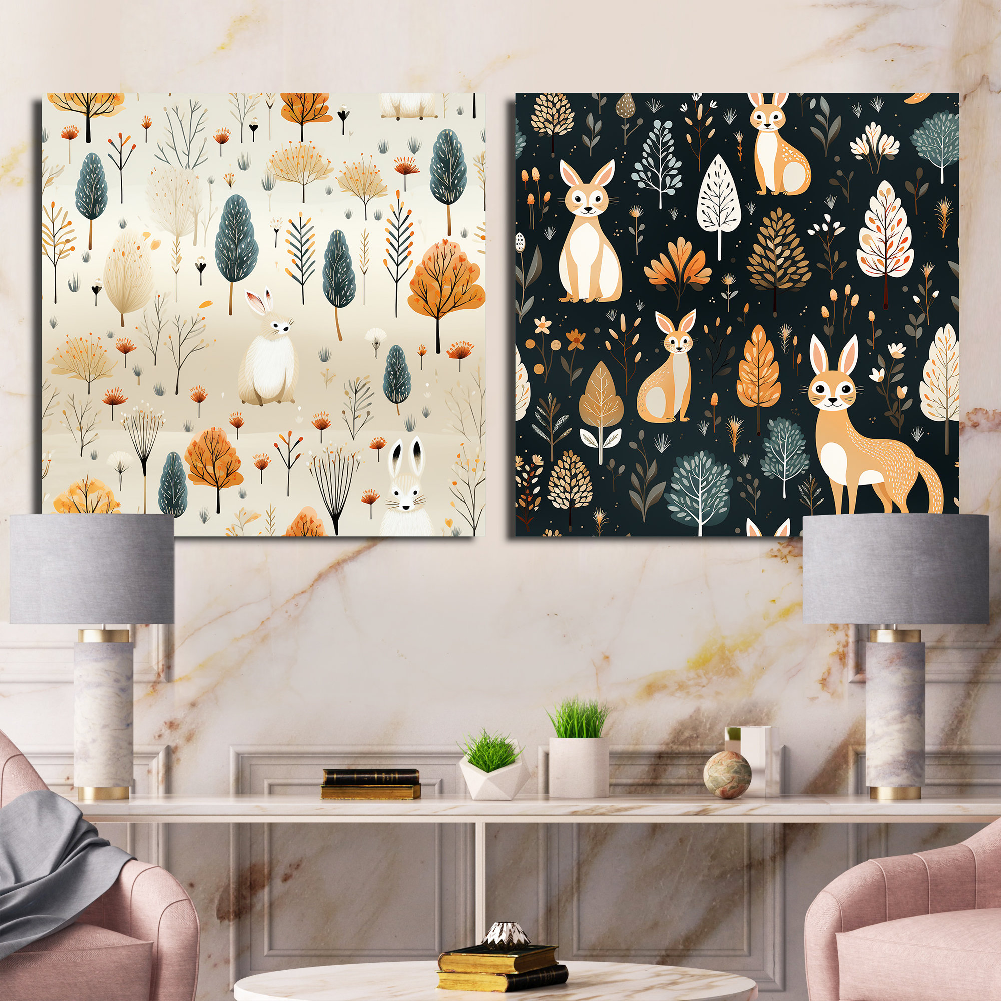 Harper Orchard Woodland Rabbit Journey - Animals Rabbit Square Collage ...