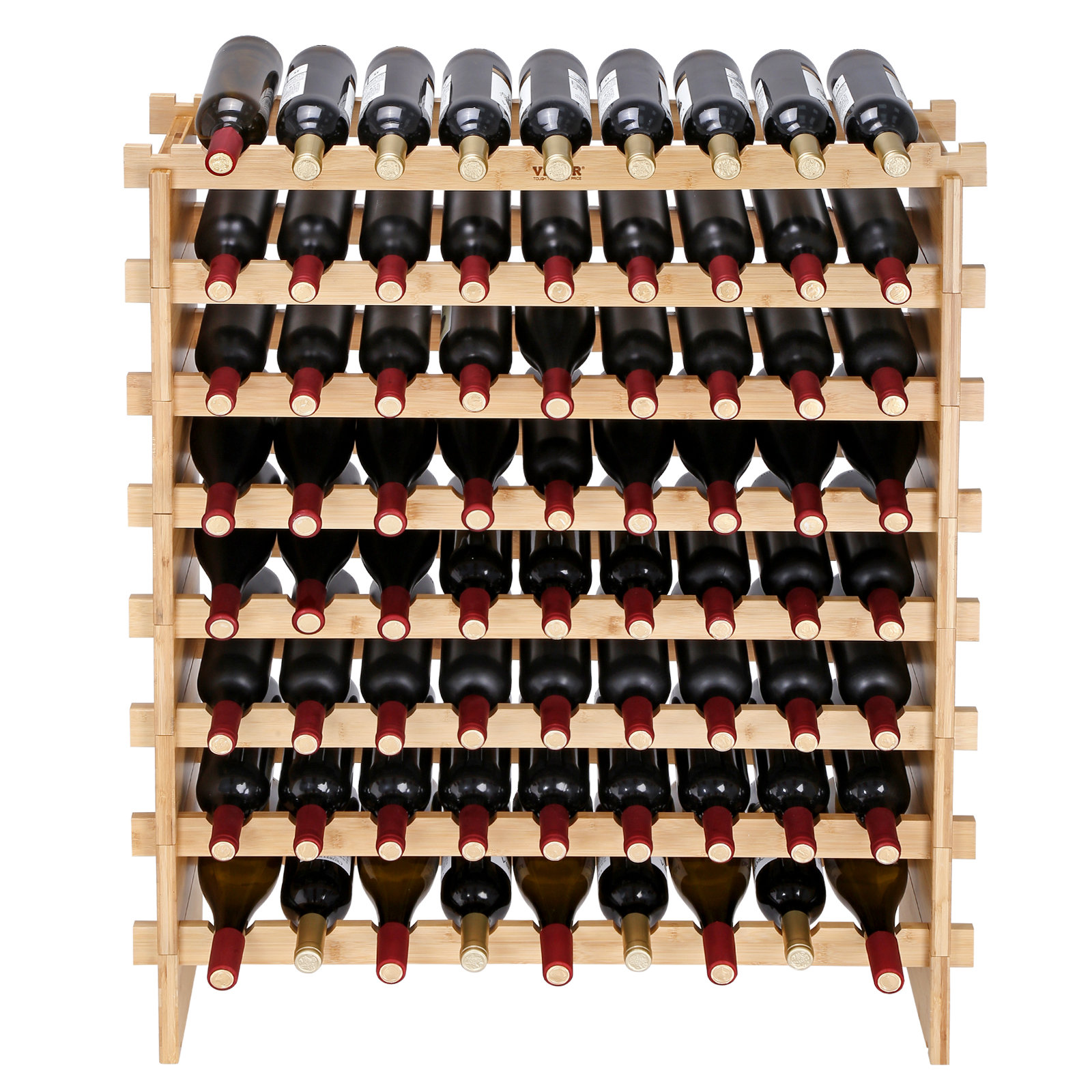 VEVOR 72 Bottle Solid Wood Floor Wine Bottle Rack in Wood | Wayfair