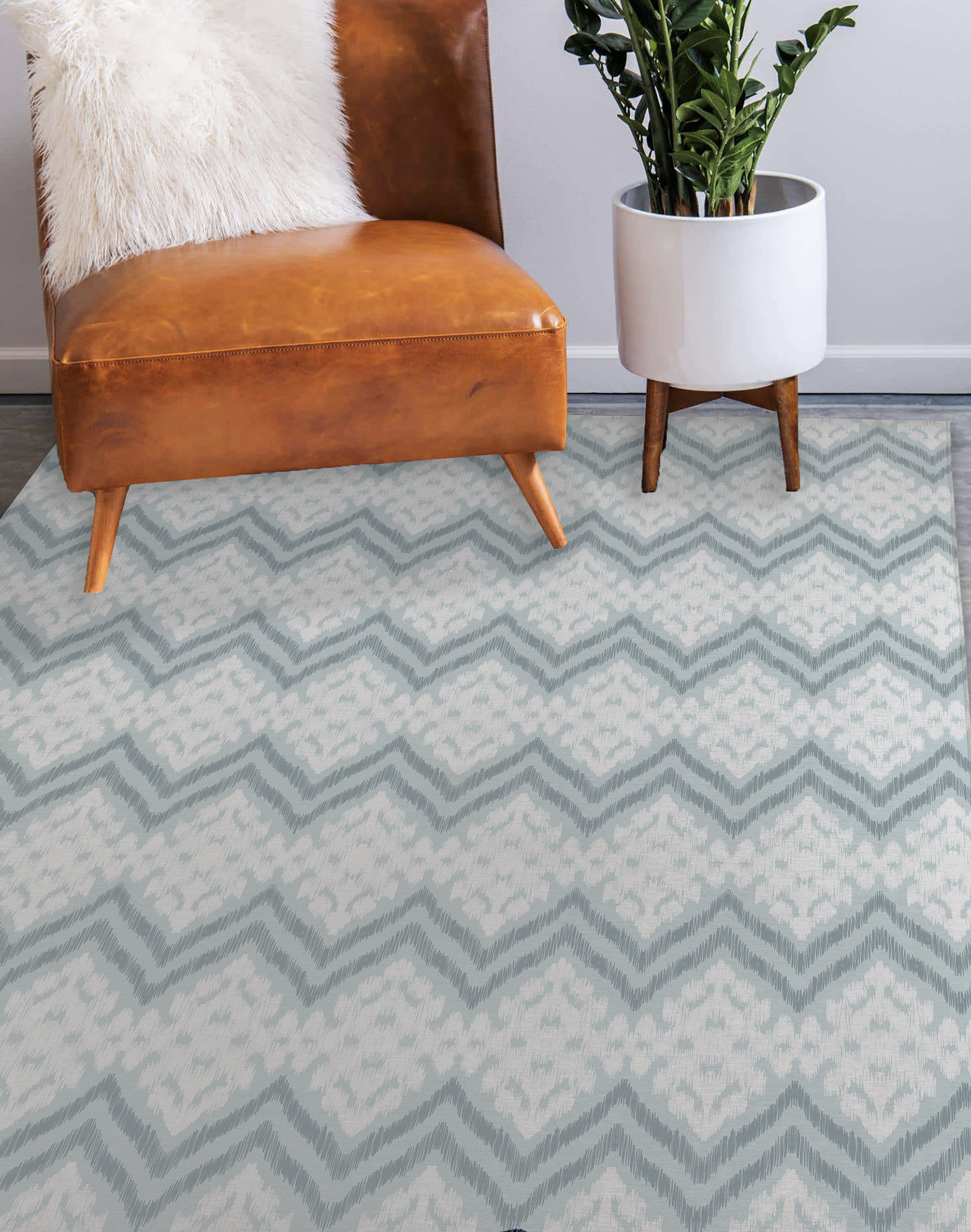 Dakota Fields Swinton Chevron Blue, Light Grey Area Rug - Wayfair Canada
