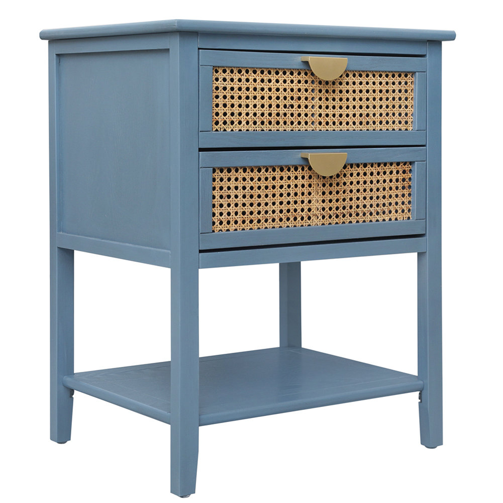 Bayou Breeze Night Stands Bedside Rattan End Tables With 2 Drawers ...