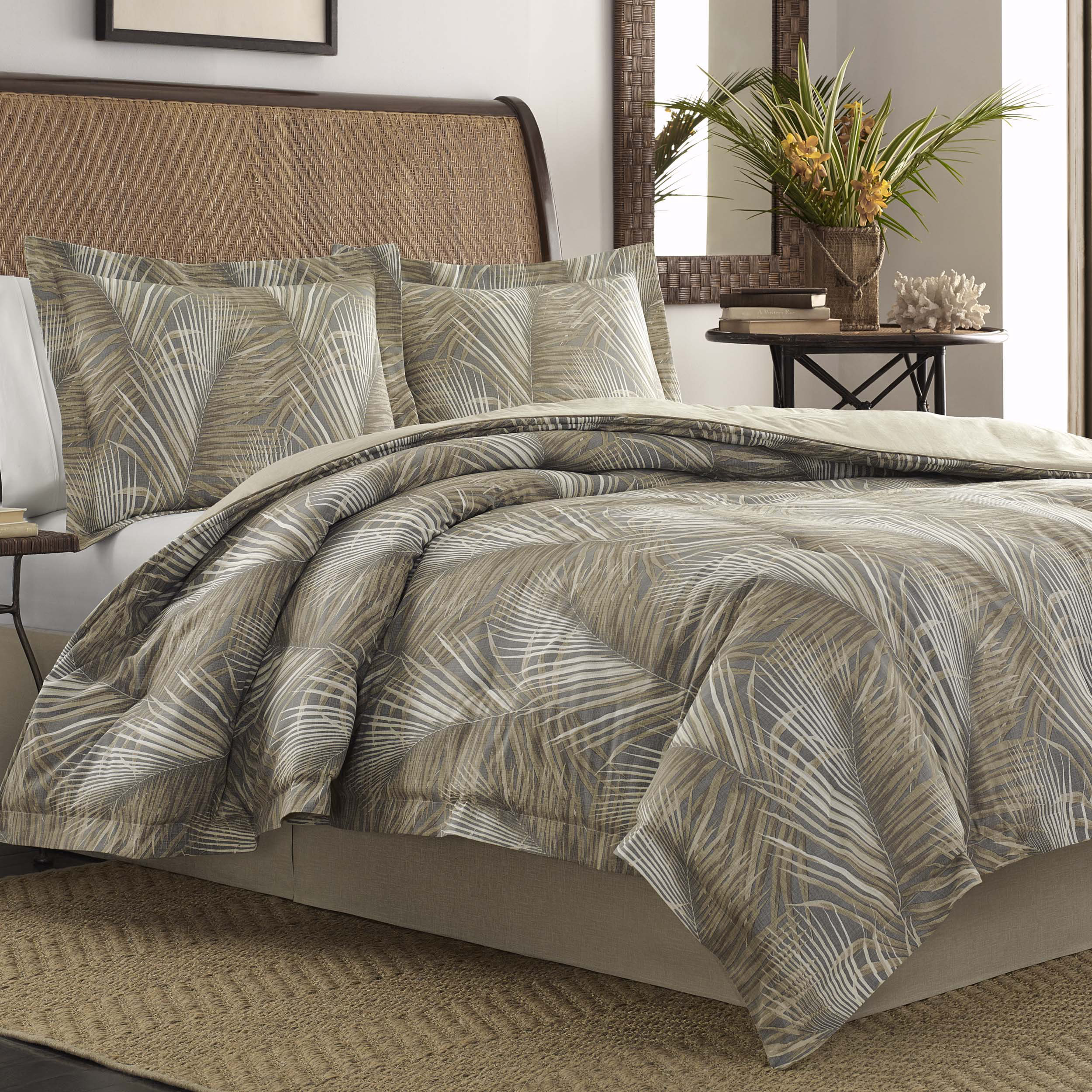 Tommy Bahama Home Tommy Bahama Raffia Palms Brown Cotton 4 Piece ...