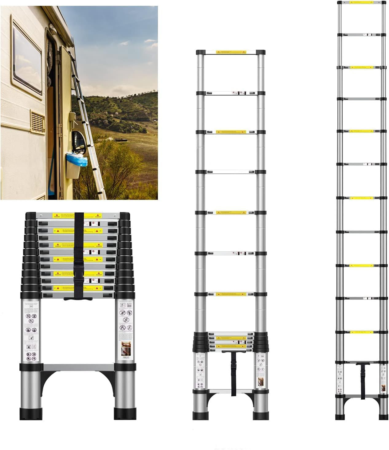 WFX Utility™ 12.5FT Telescoping Ladder, Aluminum Extension Ladder W ...