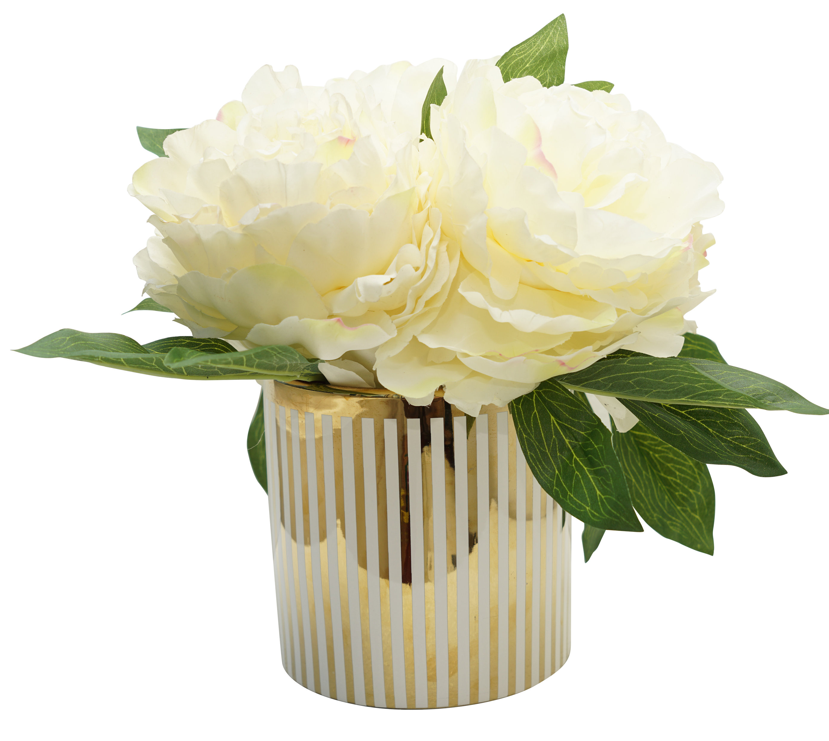 House of Hampton® Peonies Floral Arrangement and Centerpiece in Striped ...