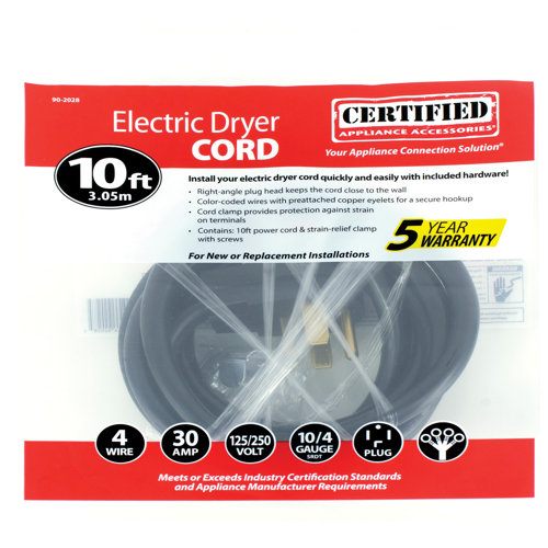 Certified Appliances Universal Washing Machine/Dryer Power Cord ...