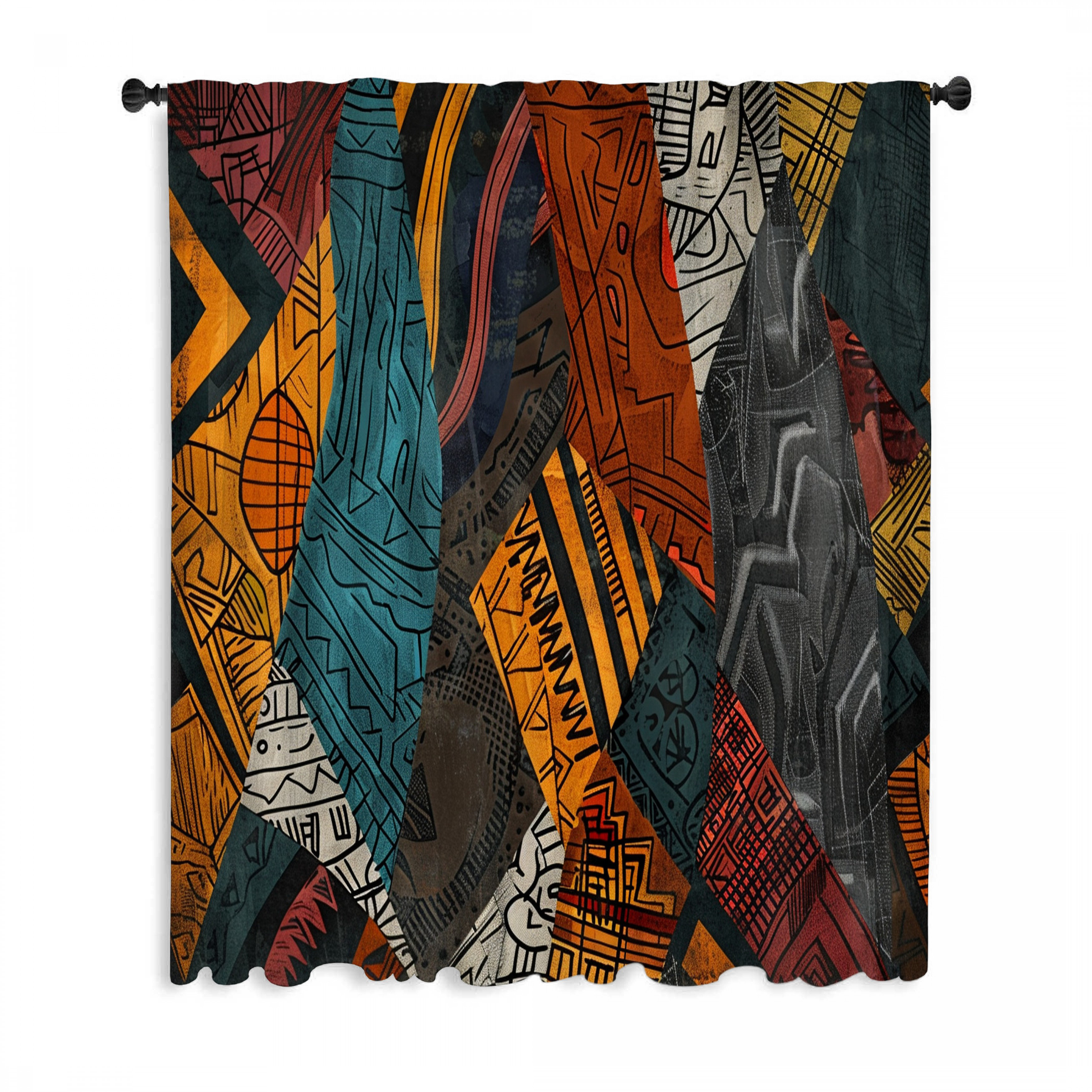 Dakota Fields Abstract Shapes Window Curtains, Abstract Blockout ...