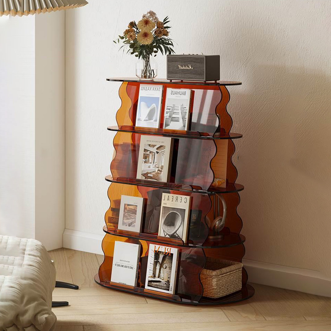 Liu's ink furniture Versatile Acrylic Bookshelf with Wave Design | Wayfair