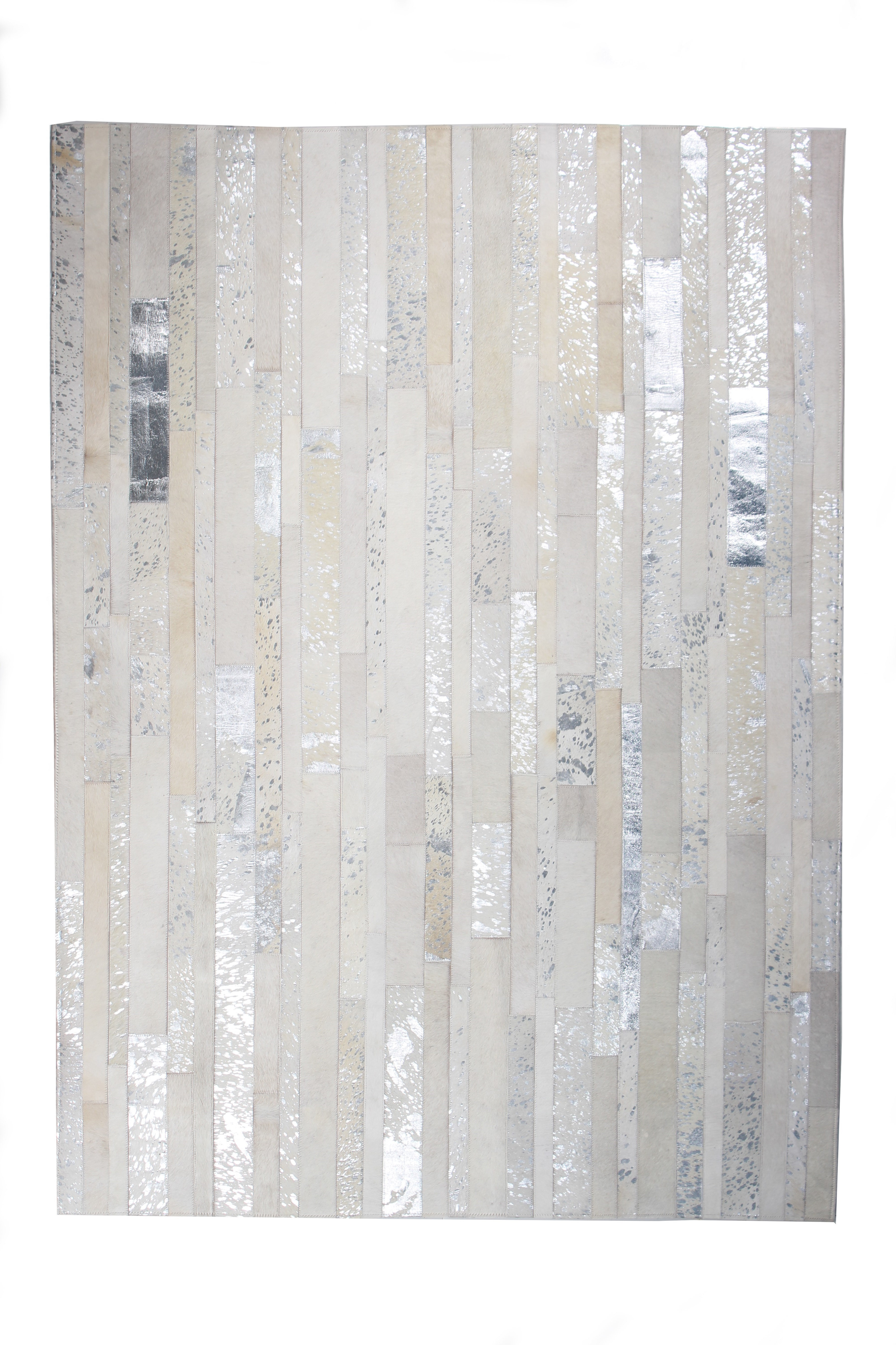 Gracie Oaks Iyaad Patchwork Handmade Cowhide Area Rug in Silver ...