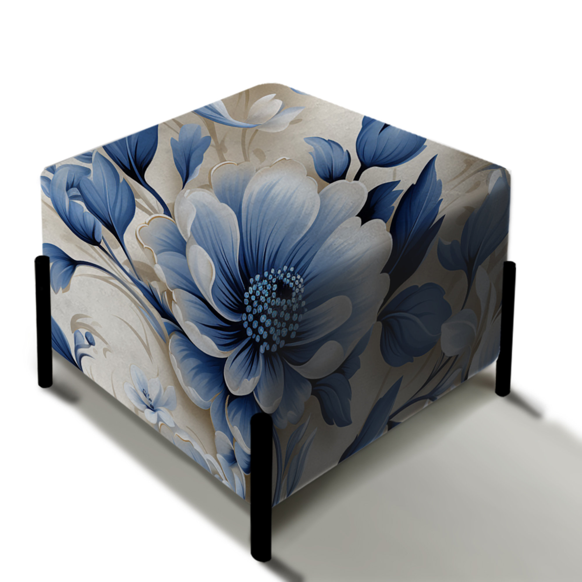 Design Art Cobalt Blue Filigree Vines Victorian Pattern - Floral Square ...