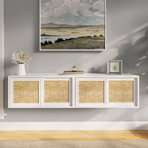 Bay Isle Home™ Floating Rattan TV Stand | Wayfair