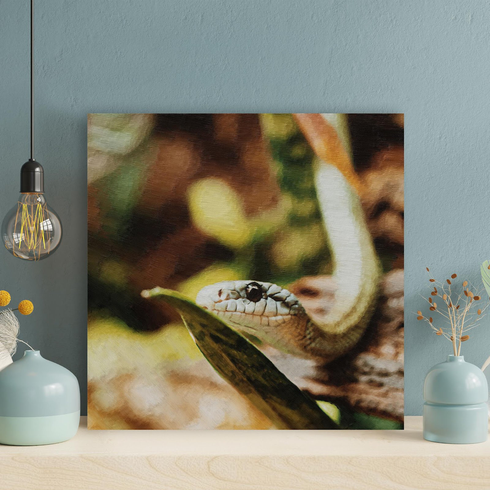 Latitude Run® Black And White Snake On Brown Tree Branch - Wrapped ...