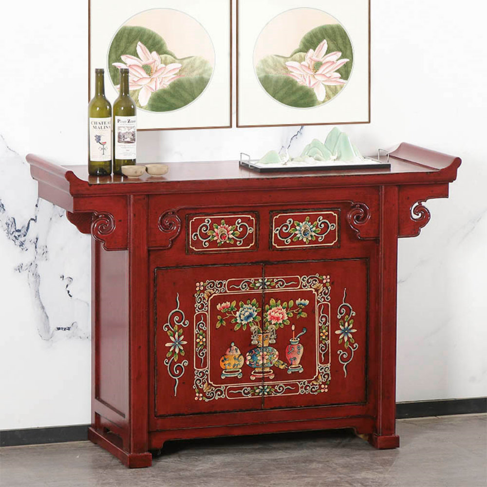 Dream cabinet Vintage Painted Red Porch Cabinet Accent Cabinet | Wayfair