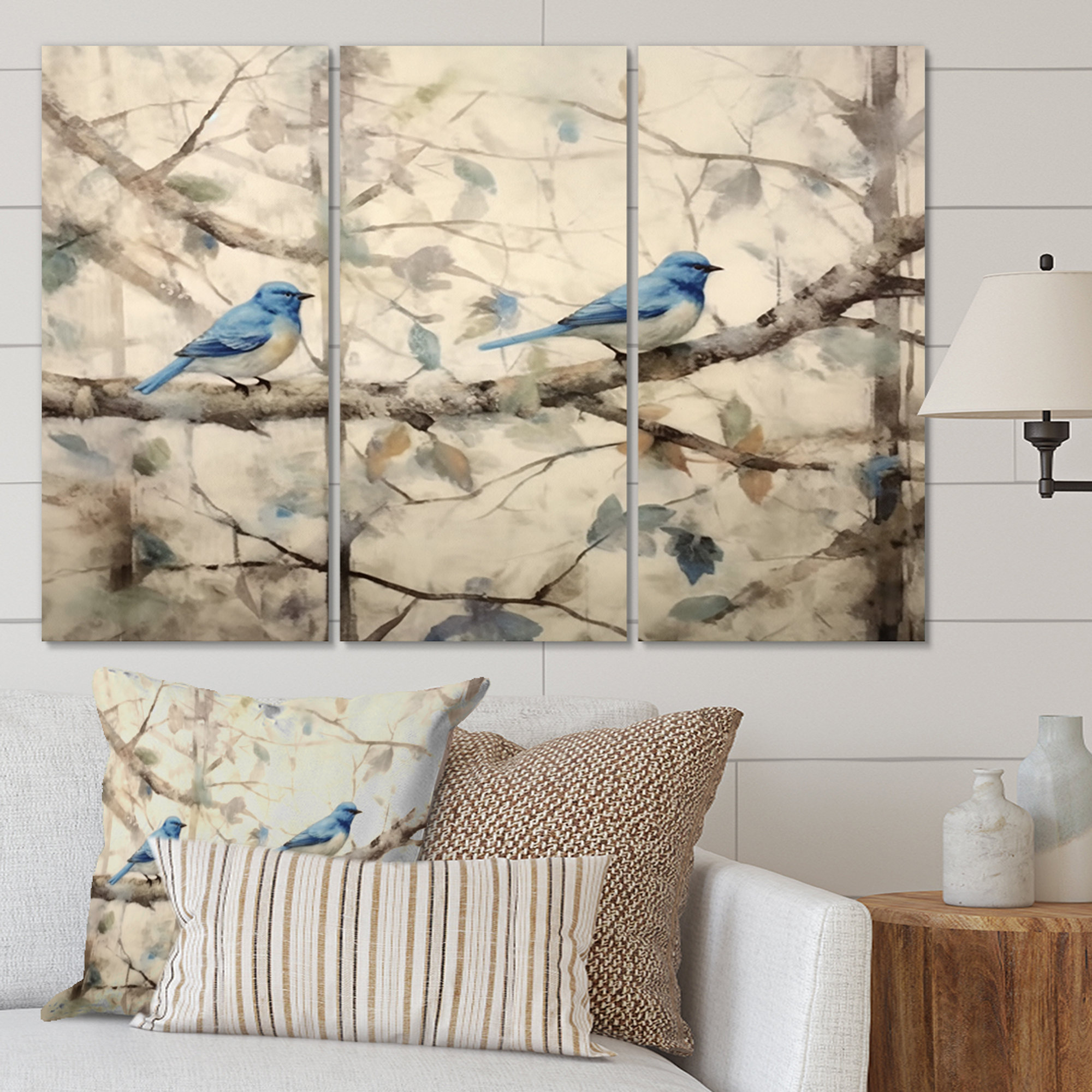 Red Barrel Studio® Bluebird Serenade Vintage Waterpainting On Canvas 3 ...