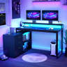 Wrought Studio™ 55'' L-Shape Computer Desk With LED Lights, Power ...