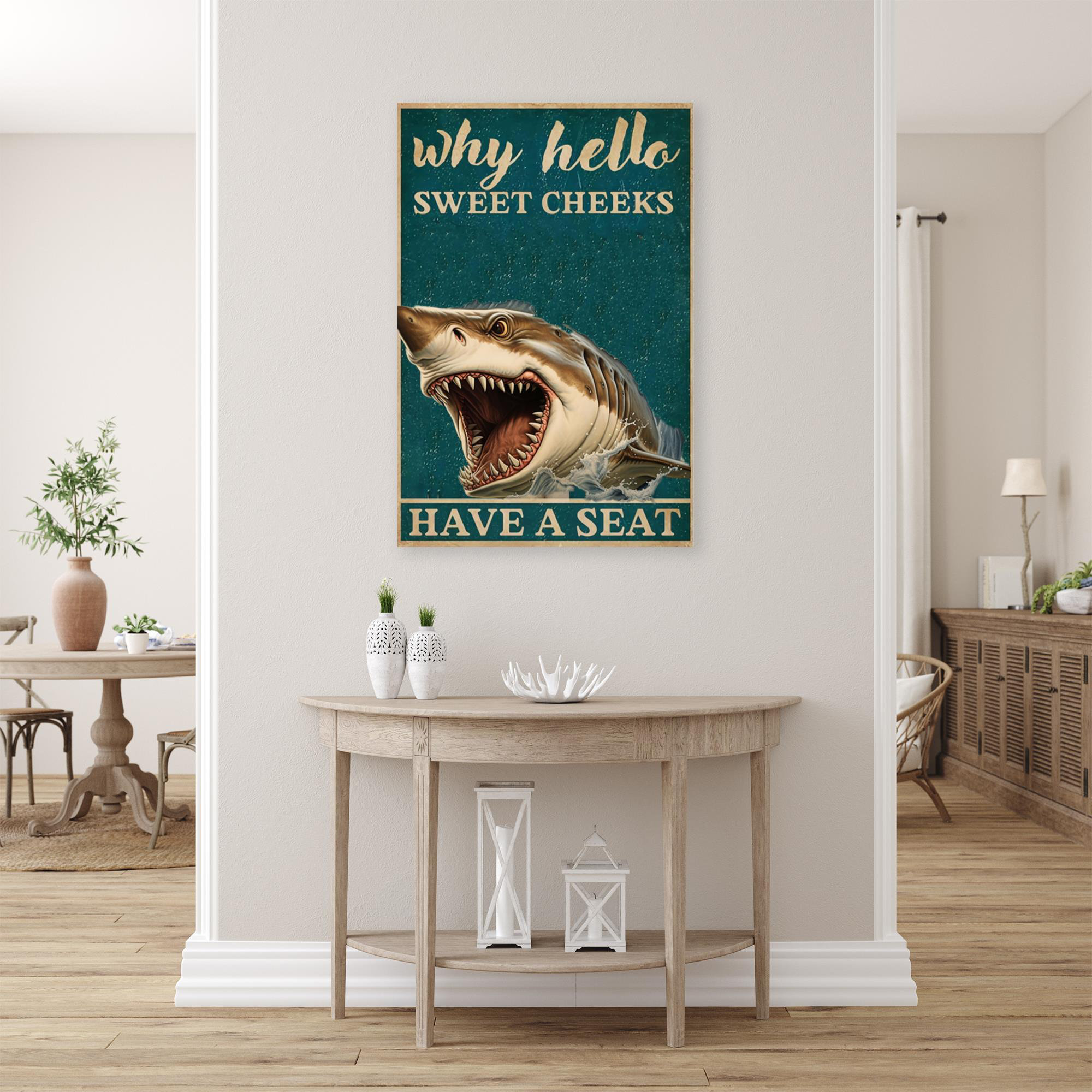Trinx Shark Why Hello Sweet Cheeks On Canvas Print | Wayfair