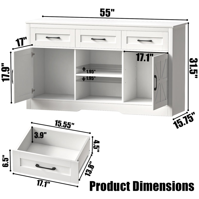 Gracie Oaks Burket 55'' Sideboard | Wayfair