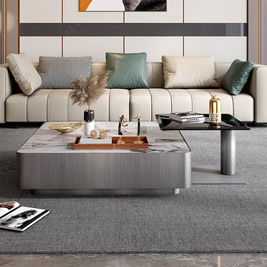 Trentastic Trails Modern light luxury square rock table | Wayfair