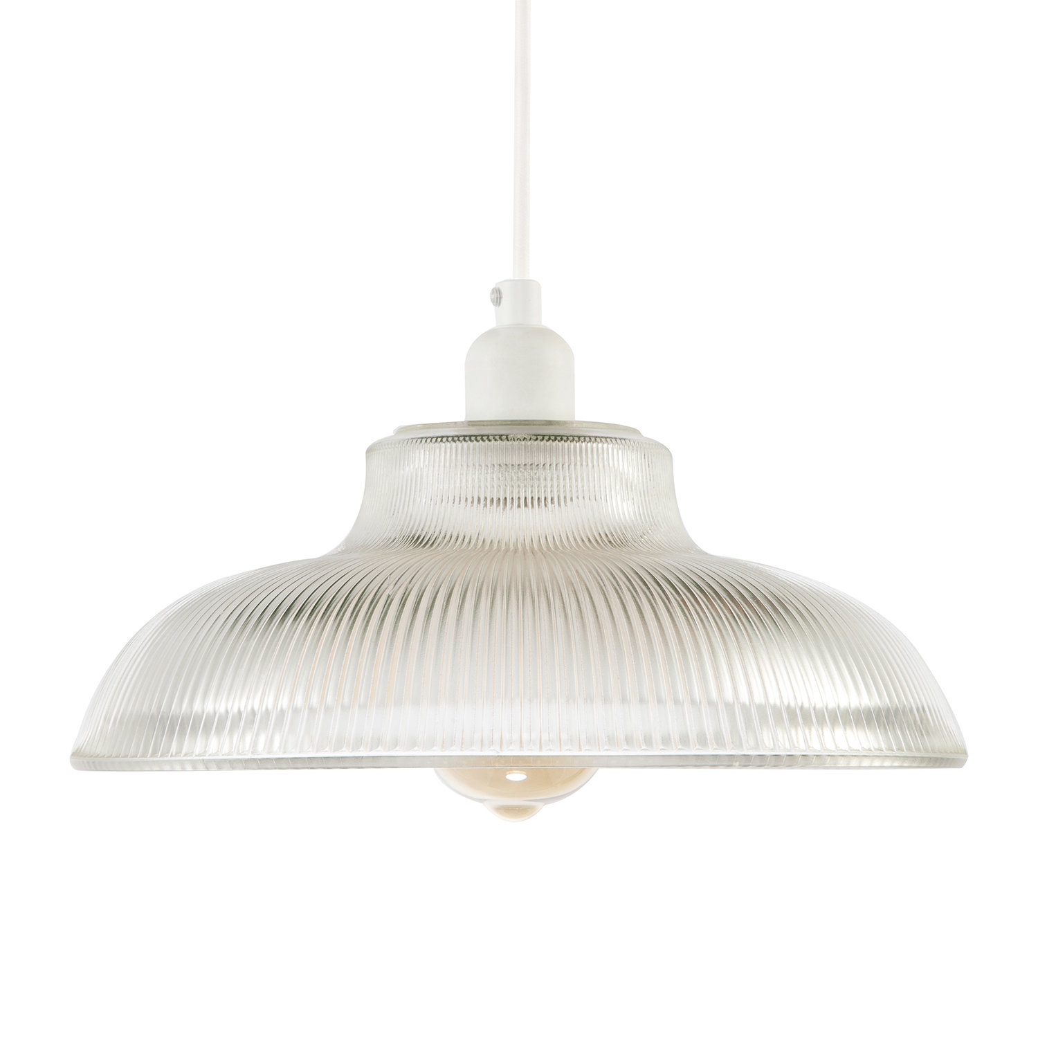 Borough Wharf Classic American Diner Clear Ribbed Glass Ceiling Pendant ...