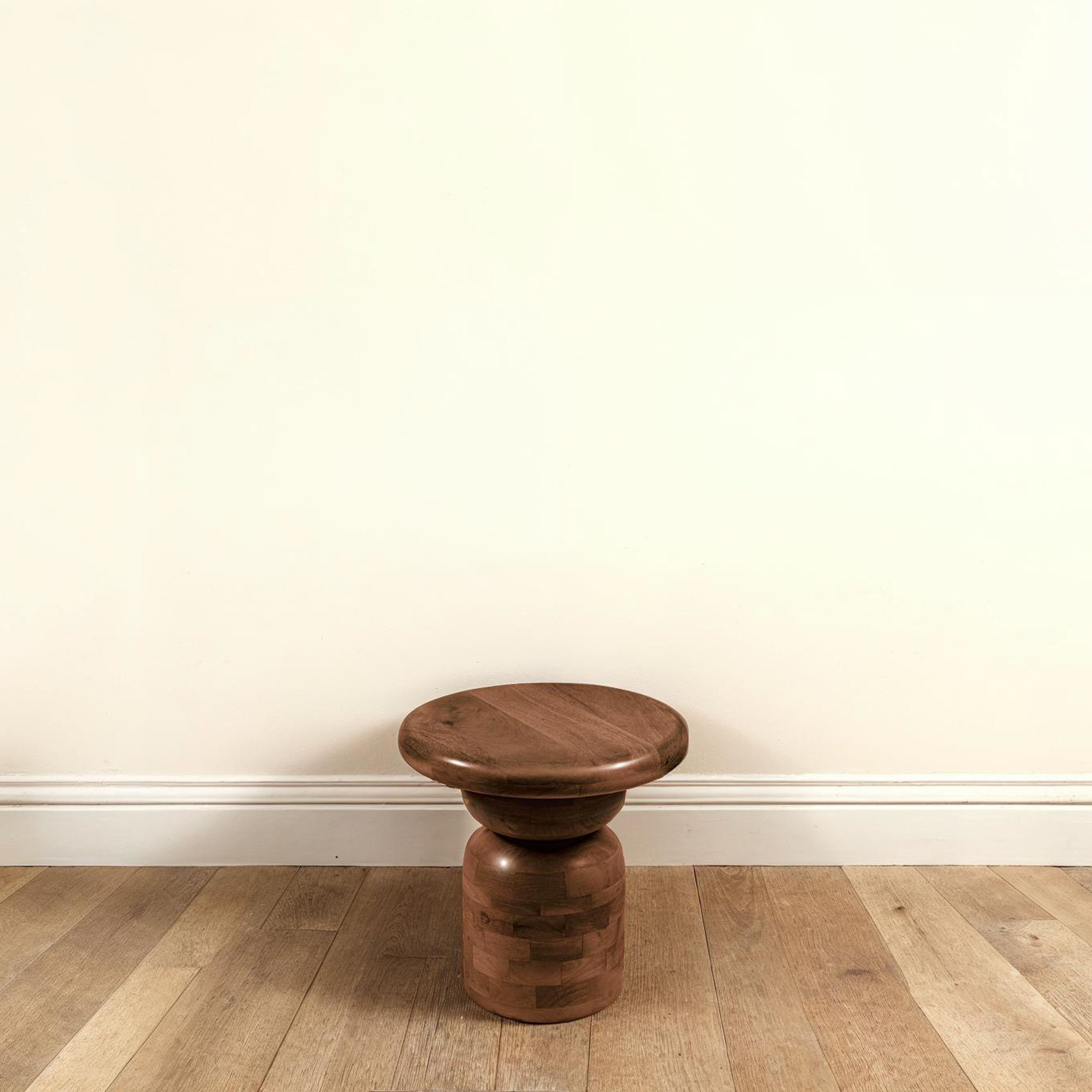 Rowena Interiors Aiden Mango Wood End Table With Stacked End Grain Base ...