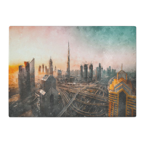 East Urban Home Tempered Glass Burj Khalifa Dubai Skyline Chopping ...