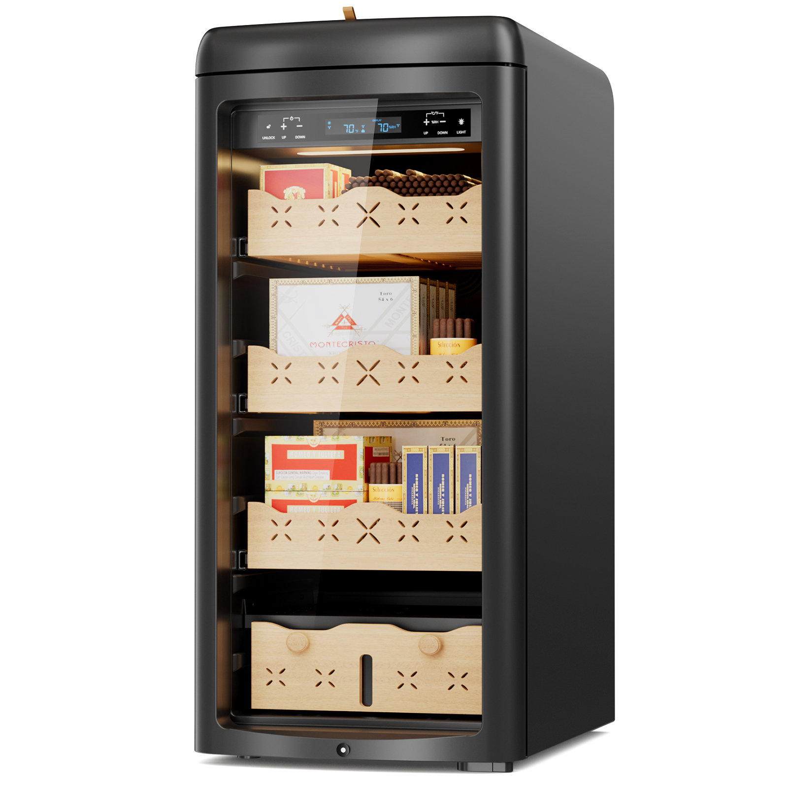 LINKEWODE Upgrade 115l Electric Cigar Humidor Temperature & Humidity ...