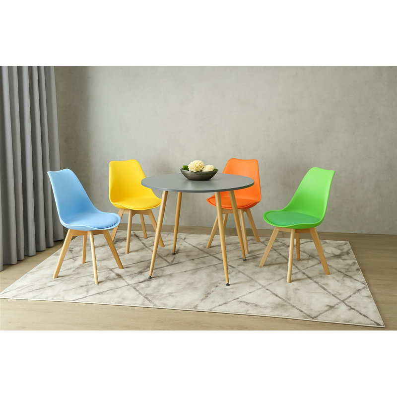 Norden Home Round Grey Dining Table With Set Of 4 Mixed Colour Tulip ...