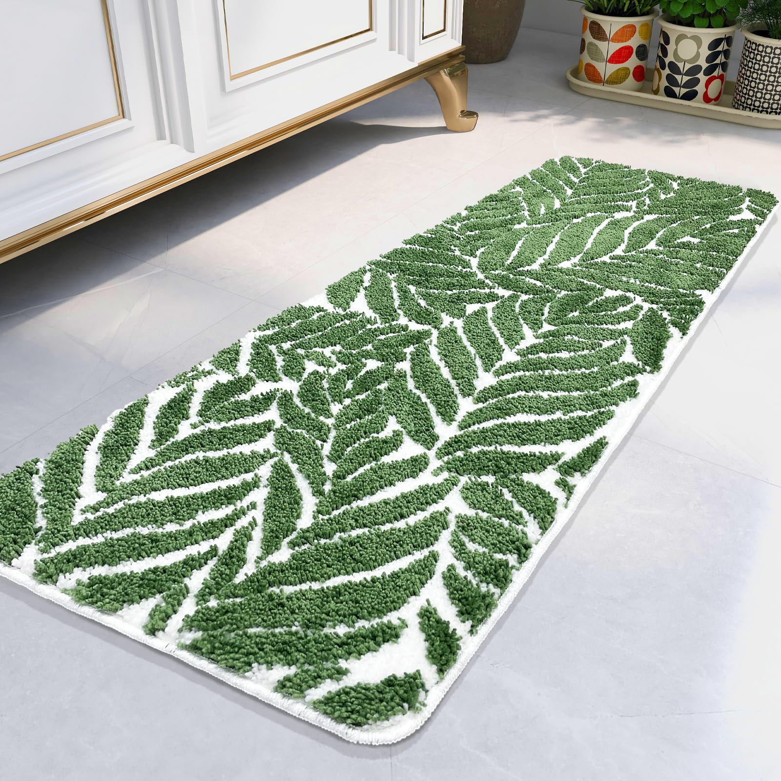 Lark Manor™ Bathroom Runner Rug - Non Slip Dark Green Long Bathroom Rug ...