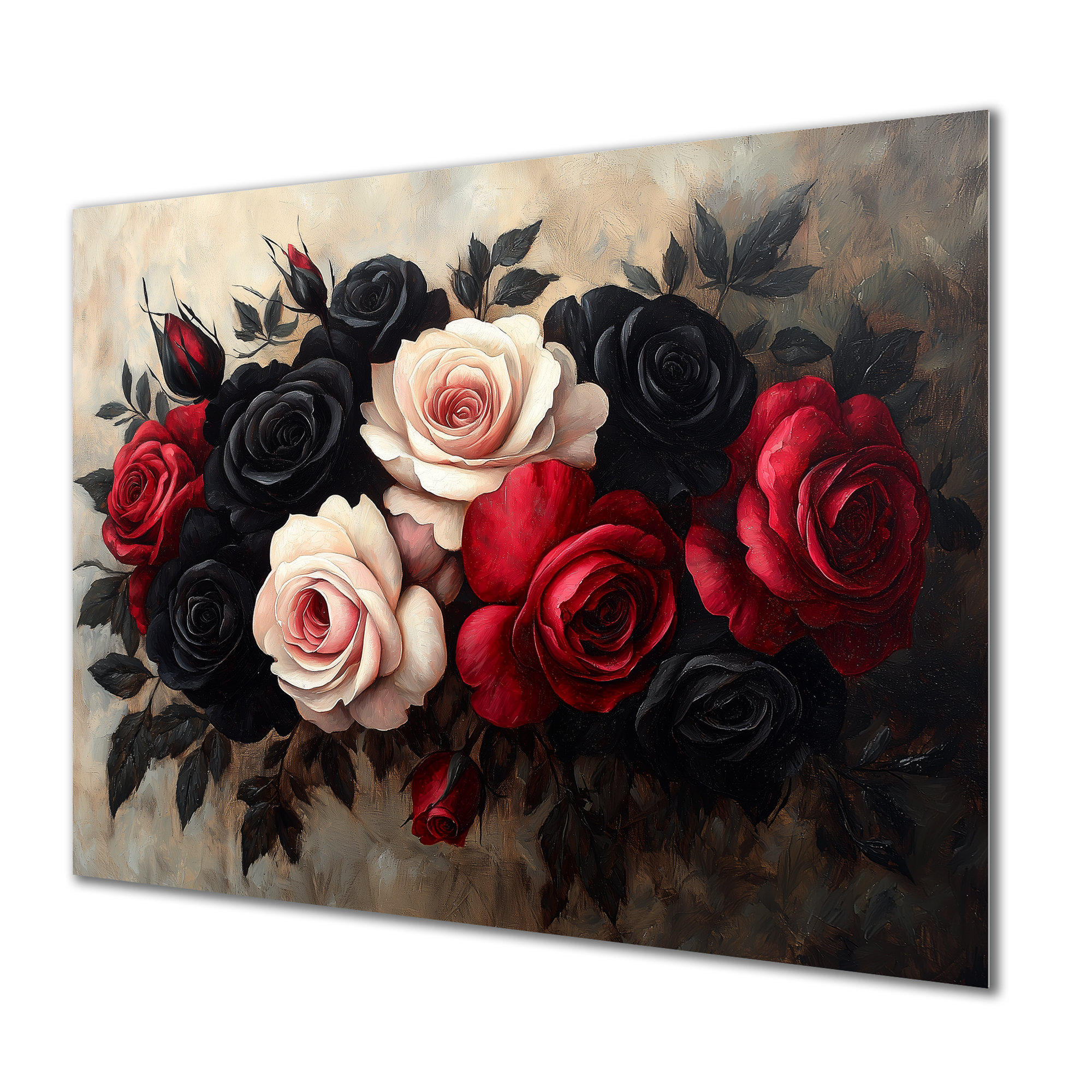 Ivy Bronx Midnight Pink Red Roses Bouquet - Modern Metal Art Print ...
