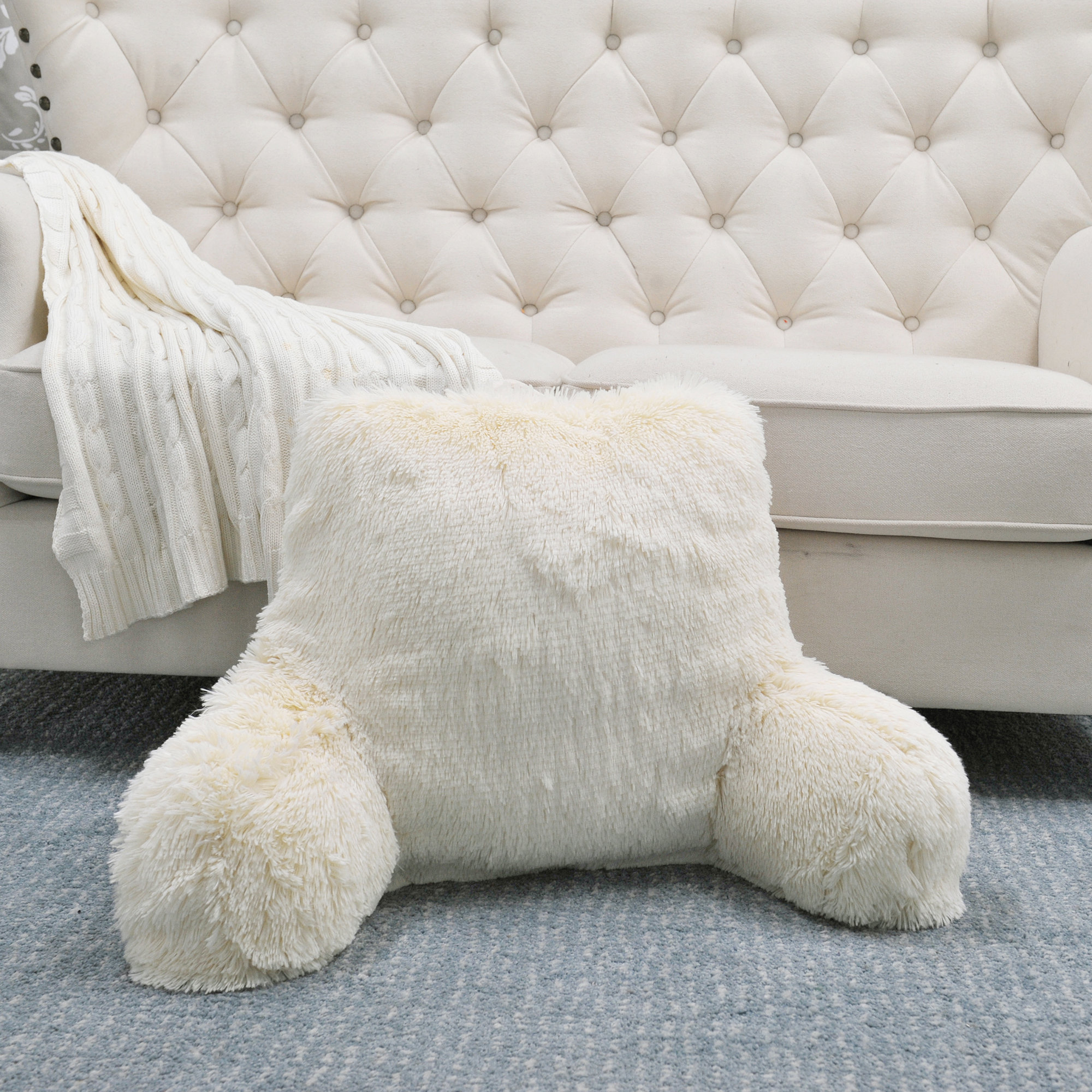 Home Soft Things Shaggy Backrest Faux Fur Pillow Cover & Insert ...
