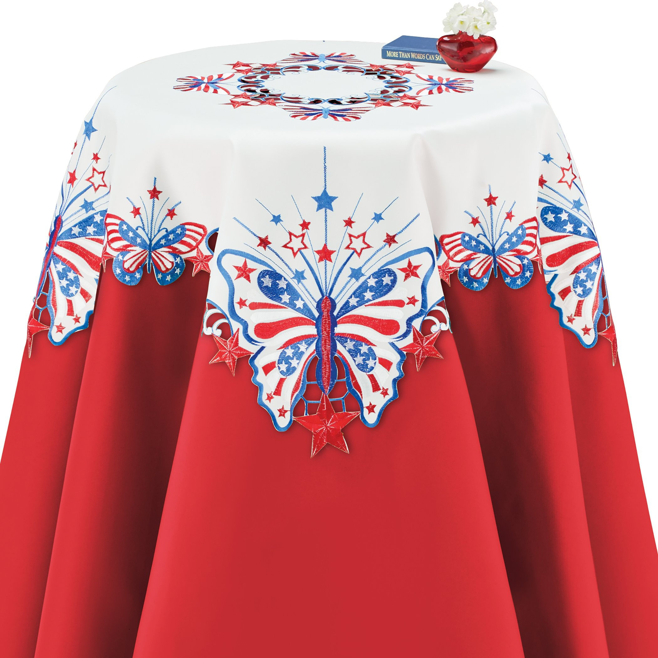 Gracie Oaks Patriotic Butterfly Stars Cut-Out Table Linens | Wayfair