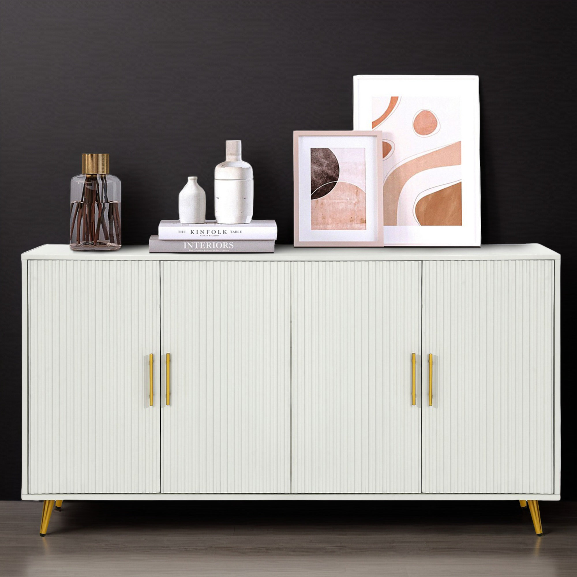 Mercer41 60" Kitchen Storage Sideboard Buffet Cabinet Console Table ...