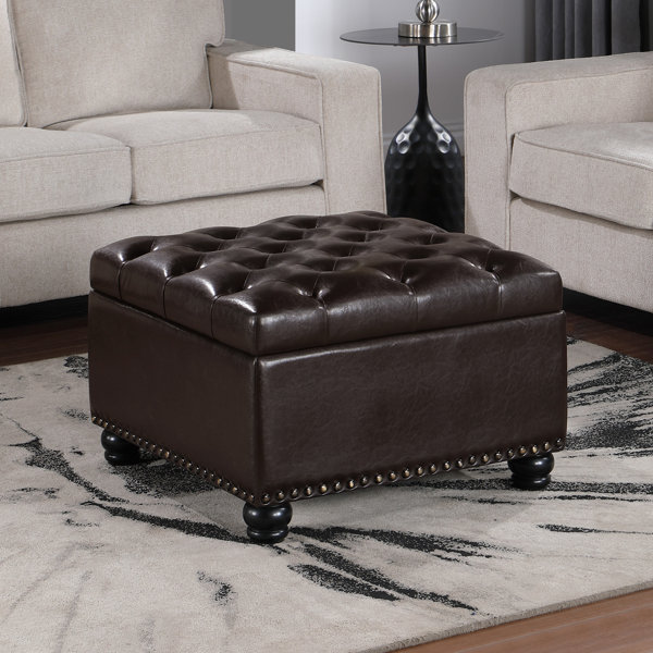 Lark Manor Aquita Faux Leather Ottoman & Reviews | Wayfair