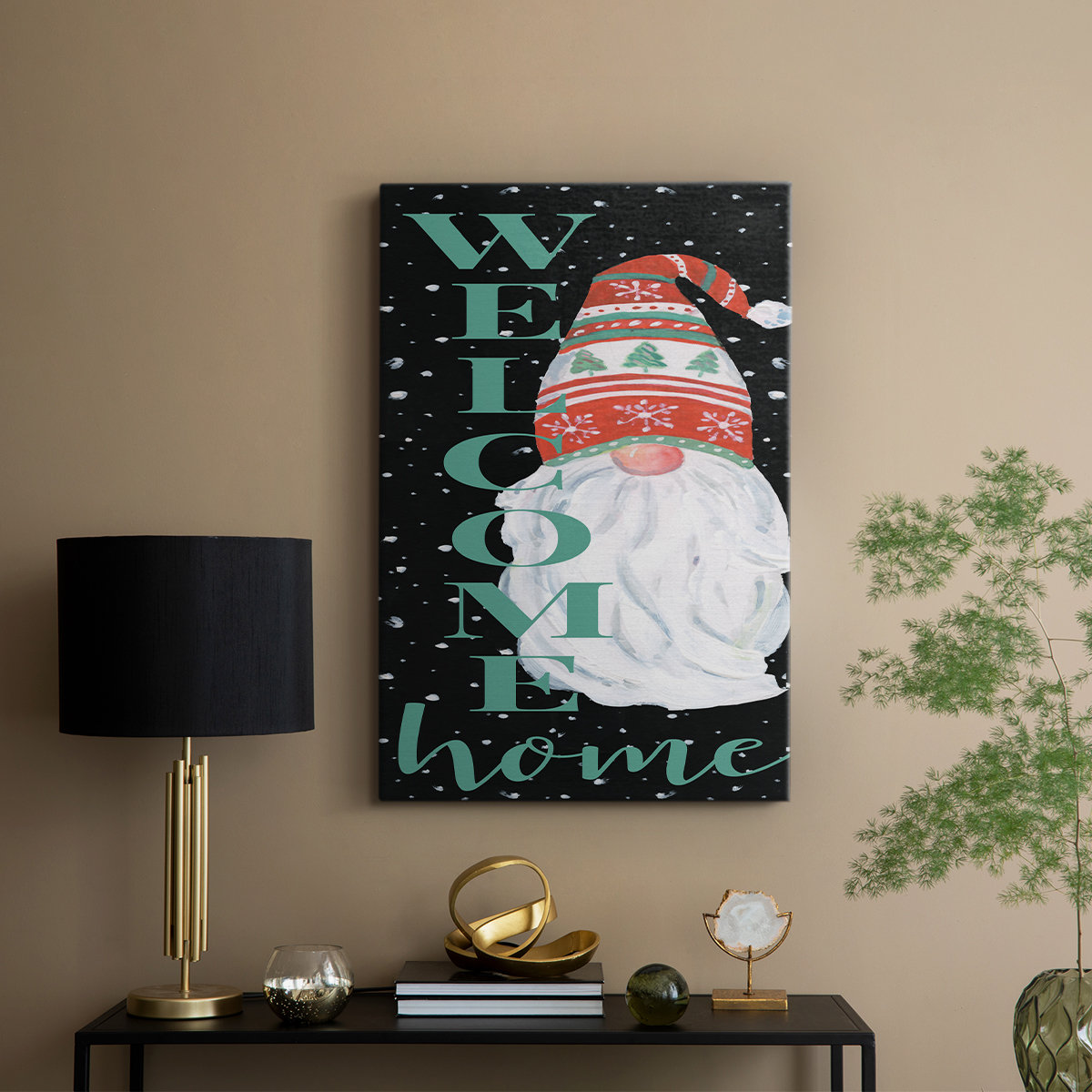 The Holiday Aisle® Welcome Home Gnome -Gallery Wrapped Cavas | Wayfair