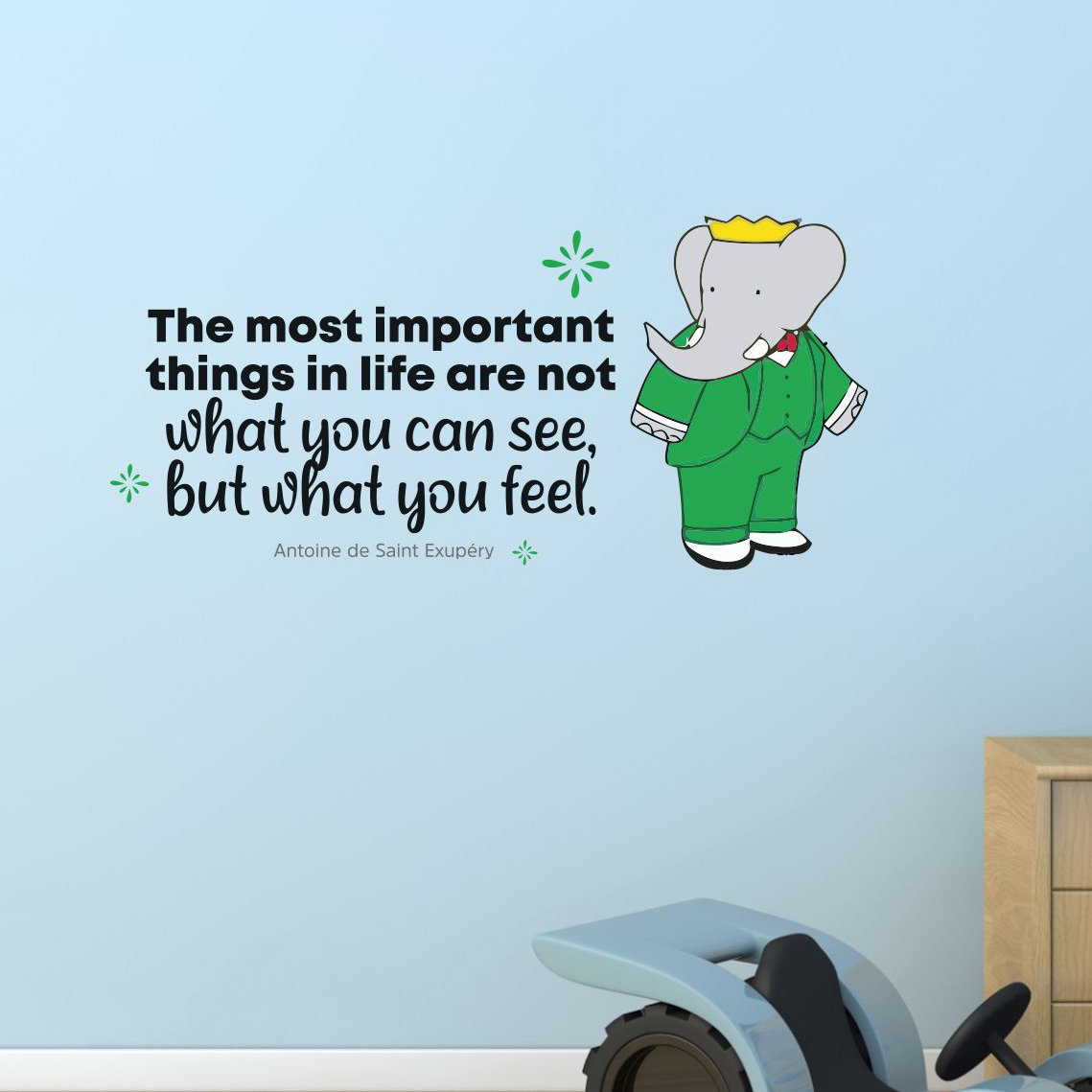 Zoomie Kids What You Feel Babar Elephant Cartoon Quotes Decors Wall ...