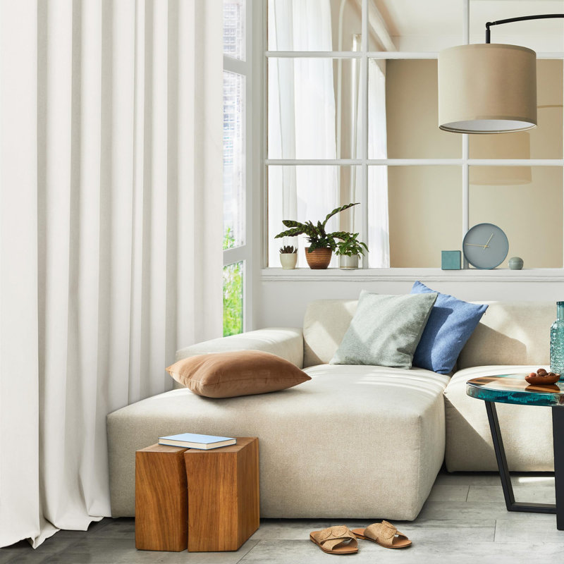 Wade Logan® Lythrodontas Faux Linen Total Blackout Curtain Panels ...